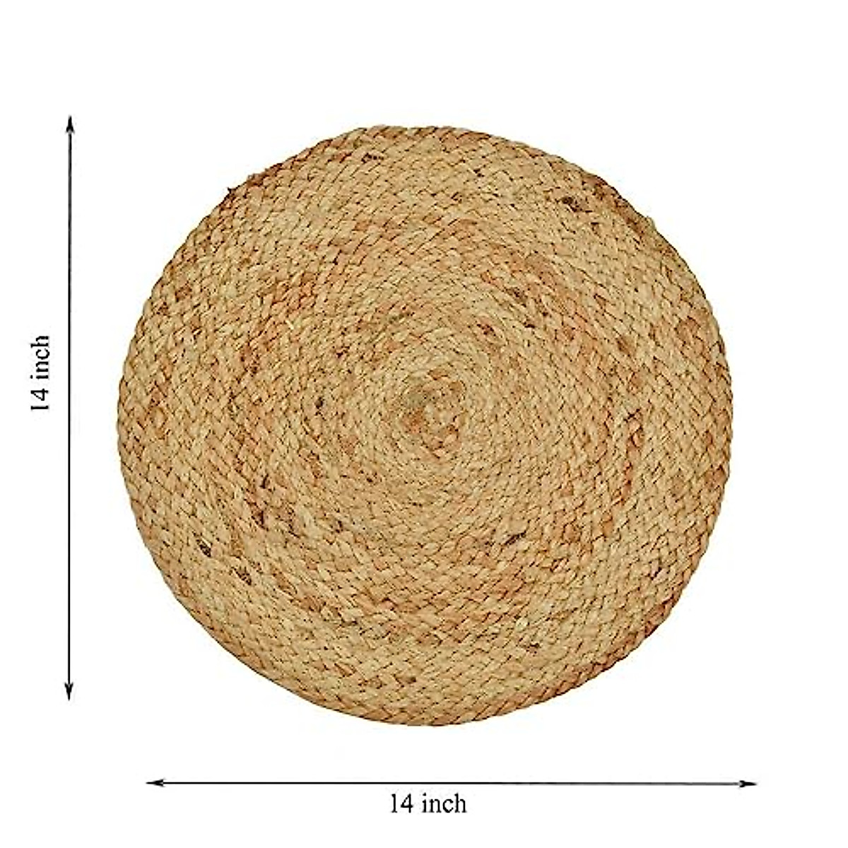 RSGM Braided Jute Placemats 35 Cm Round - Dining Table, Bed Side/Centre Table