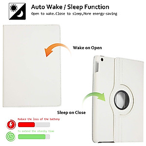 Rotating Case for iPad Pro 12.9-inch 1st & 2nd Generation (2015/2017), Techcircle Slim Premium PU Leather Smart Cover Multi-Angle Viewing Stand Folio Magnetic Hard Shell Protective Case, Off-White