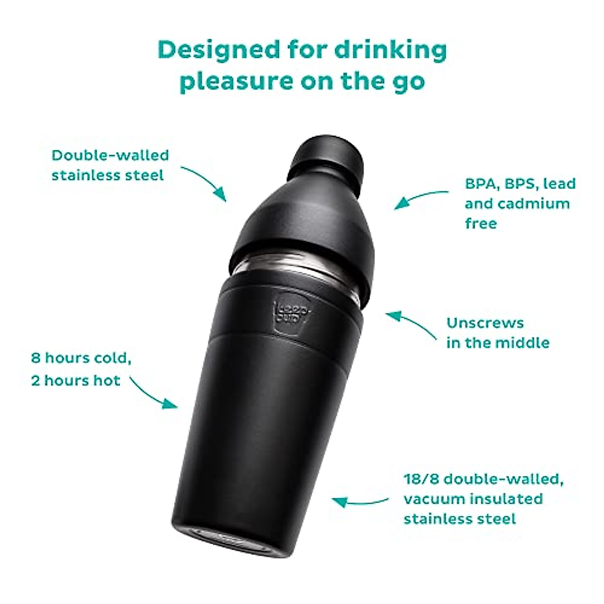 KeepCup Thermal Stainless Steel Water Bottle | Vacuum Insulated Travel Coffee Thermos Cup with Spill Proof Lid | Medium | 18 oz / 532ml | Twilight