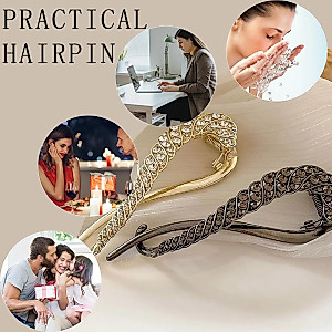 KuuGuu 4 PCS New Rhinestone One Word Hair Clips French Banana Clip,Pearl Decor Banana Clip French Style Twist Hair Barrette Non Slip Jaw Hair Claws Hair Accessories