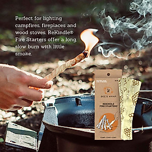 Bee's Wrap ReKindle Fire Starters, Made in the USA Natural Beeswax Fire Starters for Campfires, Waterproof Fire Starter Made From Beeswax Food Wraps, Safe for Indoor & Outdoor Use, 6oz Starts 25 Fires
