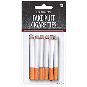 Fake Puff Cigarettes Costume Accessory - 3.25", 6 Count - Durable & Realistic - Ideal For Themed Parties & Theatrical Performances