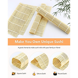 JIALEEY Bamboo Sushi Rolling Mat, 9.5x9.5 Inch, 4 PCS Set