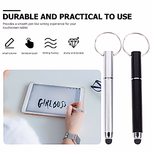 Tofficu 24 Pcs Touch Screen Ballpoint Pen Key Carabiner Stylus Pen Keychain Screen Stylus Pen Black Drawing Pens Ball Point Pens Black Drawing Pen Key Chain Portable Plastic Digital Tablet