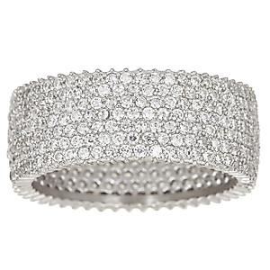 PORI JEWELERS Sterling Silver 7 Row CZ Micro-Pave Set Engagement/Wedding Ring (Sterling-Silver, 7)