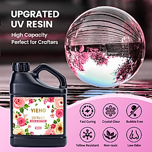 YIEHO UV Resin 1000g -Bulk Upgraded Crystal Clear Hard UV Fast Curing Epoxy Resin Supplies for Craft Jewelry Making 1KG