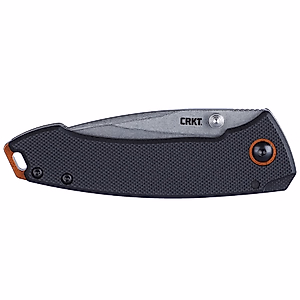CRKT Tuna Compact EDC Pocket Knife: Everyday Carry Plain Edge Folder, IKBS Ball Bearings, Thumb Stud Open, Frame Lock with G10 Handle 2522,Gray/Black