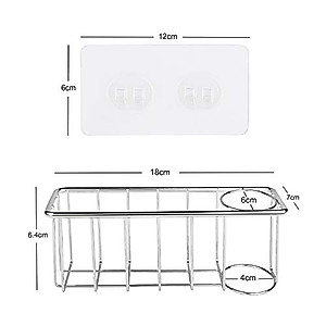 FEBBI Sponge Holder, SUS304 Stainless Steel Kitchen Sink Organizer, Sponge & Brush Holder 2-in-1 Sink Caddy Rust Proof, Water Proof & No Drilling(Come with 2 PCS Adhesives)