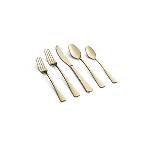 Cambridge Silversmiths Champagne Mirror Brody Hammered 20 Piece Flatware Set, Service for 4, 0