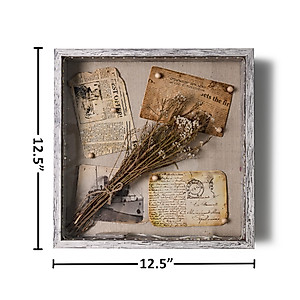 Deep Shadow Box with Light Hanging Display Case Wooden Memory Box Picture Frame Display Keepsake Box for Wall and Tabletop Tickets Memorabilia Bouquet Keepsakes Gift
