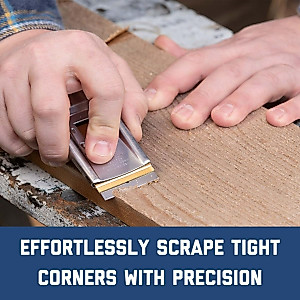 AccuTec Pro Heavy Duty Window Scraper with 5 Blades - Full Metal Body for Longevity and High Carbon Steel Blades for Optimized Sharpness and Durability - APTL-7001