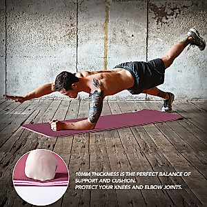 JELS Extra Thick Yoga Mat, 2/5 inch, Ergonomic 3D Non Slip Design, SGS Certified TPE Material, Yoga Mat for Men Women with Carrying Strap,Exercises Mat for Yoga, Pilates and Floor Workout(72"x26")