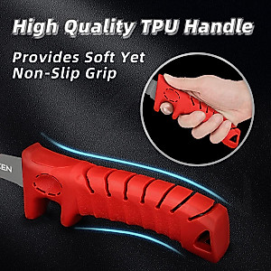 ATISEN Fillet Knife Fishing Gear, Razor Sharp G4116 German Stainless-Steel 8" Blade with Anti-Rust Coating, Non-Slip Handle, Includes Protective Sheath + Knife Sharpener, Great for Fresh or Saltwater