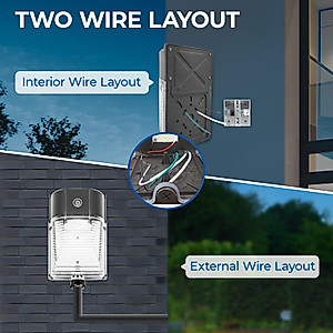 CINOTON 26W LED Wall Pack Light with Dusk to Dawn Sensor, 3000LM[100-277Vac/160W HID/HPS Equiv.] IP65 Waterproof Outdoor Security Flood Lighting for Garage Warehouse Garden 5000K-Daylight 4 Pack