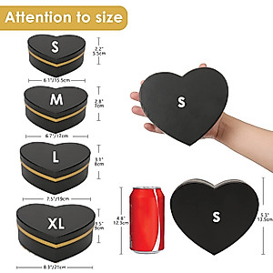 Oairse Black Gift Boxes with Lids for Present Heart Shaped Flower Boxes for Arrangements Set of 4 Floral Gift Boxes for Bridesmaid, Proposal, Wedding, Birthday, Baby Showers