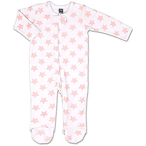 The Peanutshell Flowers & Stars 3 Pack Footed Sleepers for Baby Girls (Newborn) Pink