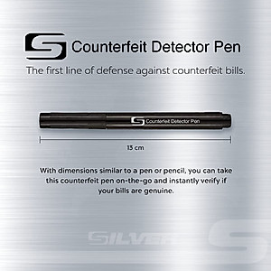SILVER by AccuBANKER (5 Counterfeit Pens) Counterfeit Bill Detector Pen with Chisel Tip, Money Checker, Detector Pen Detects Fake Counterfeit Bills from Most World Currencies
