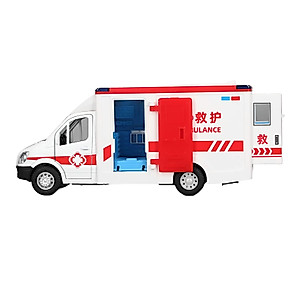 TYTOGE Ambulance Toy Car Alloy High Simulation Friction Powered Wheels Emergency Vehicle Toy with Light and Sound for Kids