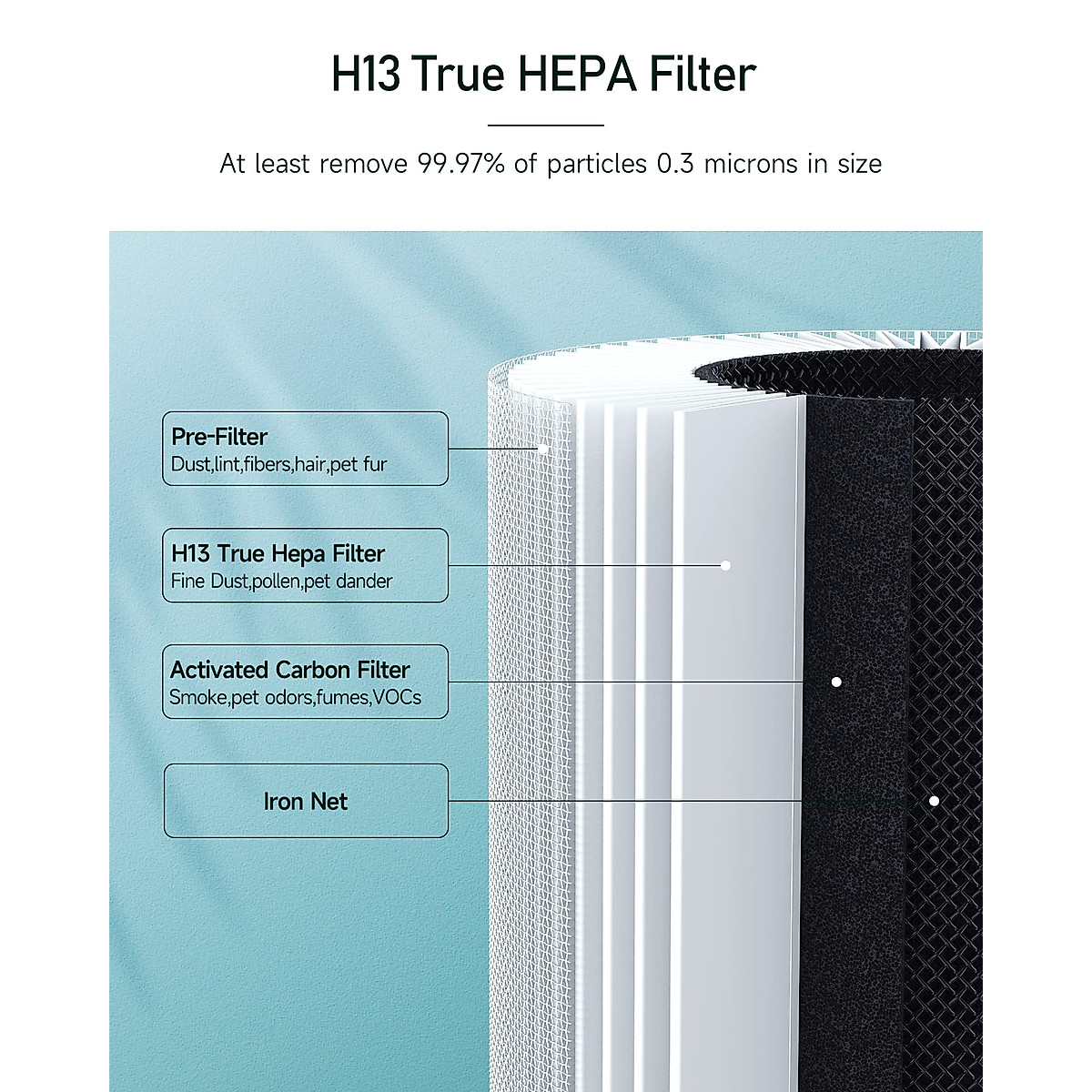 Purivortex Air Purifiers for Bedroom Home, H13 True HEPA Air Filter