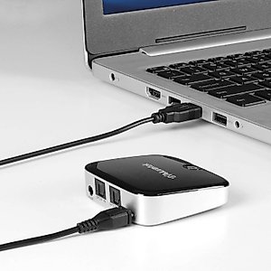 Aluratek ADB1B Bluetooth Audio Receiver and Transmitter, 2-in-1 Wireless 3.5mm, AUX, Optical Audio Adapter, Pairing with 2 Bluetooth Headphones Simultaneously in Transmitter Mode, Small