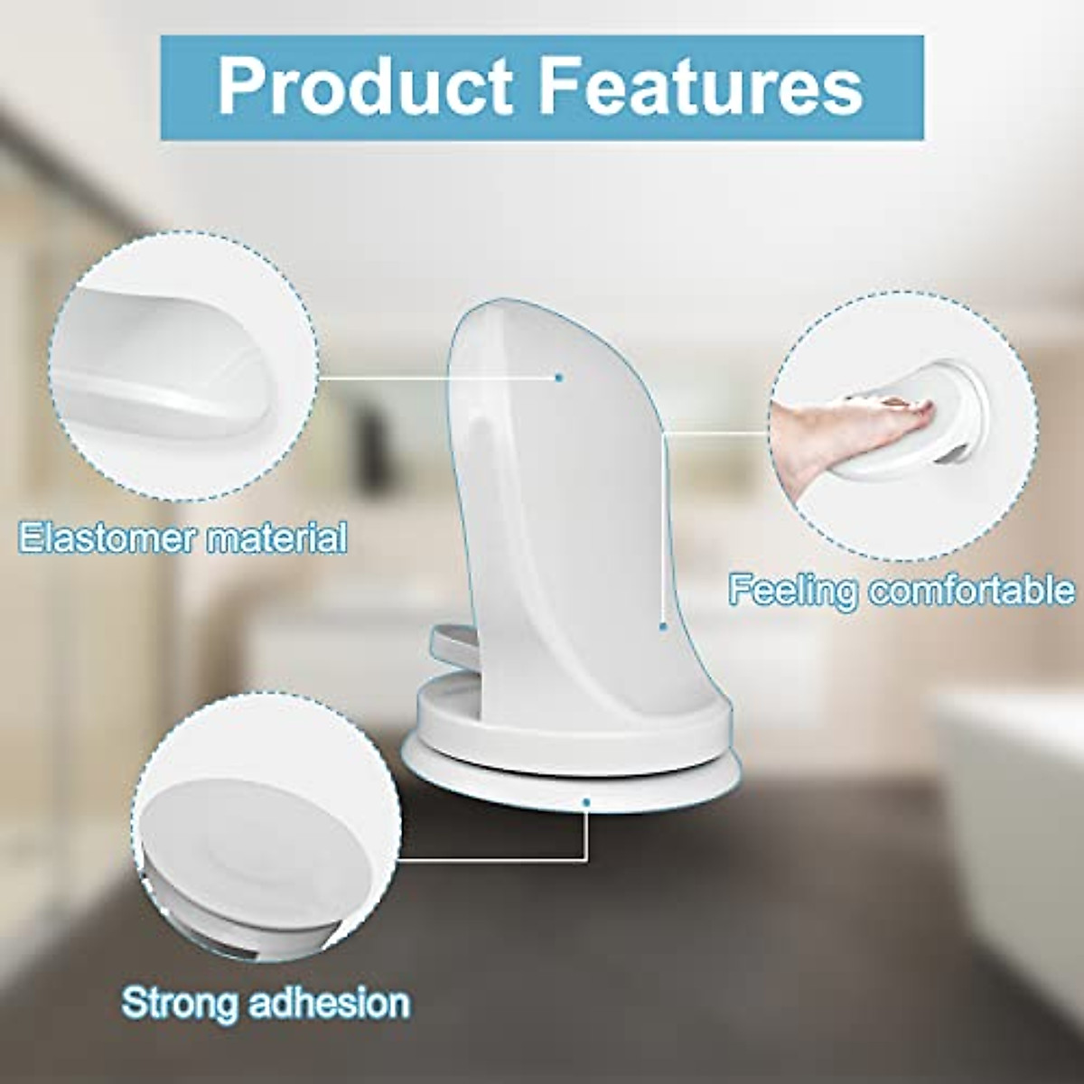 Andiker Shower Foot Rest, Bathroom Pedal with Suction Cup Shower Shaving Legs Aid, No Drilling for Home Hotel Bathroom Toilet Use (White)