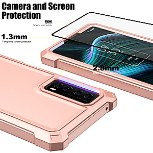 Ailiber for TCL Stylus 5G Case, TCL Stylus 5G(T779W) Phone Case with Screen Protector, Dual Layer Protection, Shockproof Corners TPU Bumper, Military Grade Protective Cover for TCL Stylus 5G-Rose Gold