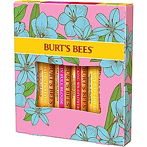 Burt's Bees Lip Balm Easter Basket Stuffers, Lip Care Gifts for All Day Hydration, In Full Bloom Set - Beeswax, Dragonfruit Lemon, Tropical Pineapple & Strawberry, 4 Pack (Packaging May Vary)