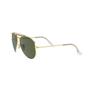 Ray-Ban RB3029 Outdoorsman II Aviator Sunglasses, Gold Rose/G-15 Green, 62 mm