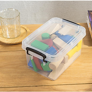 Cetomo Plastic Storage Bin Tote Organizing Container with Lid and Secure Latching Buckles, Clear, 3.2Qt x 12, Pack of 12