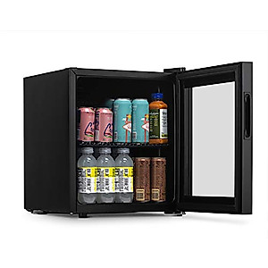 NewAir Beverage Fridge and Cooler with Reversible Glass Door, 60 Can Freestanding Mini Fridge in Black with Door Alarm, Perfect for Work from Home Station, Dorms, and More