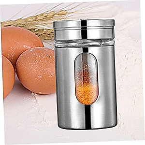 Seasoning Bottle Glass Sauce Bottles Stainless Steel Shaker Seasoning Containers Organiser Silver Pepper Shaker Seasoning Storage Box Condiment Bottle Castor Barbecue Sealed Jar