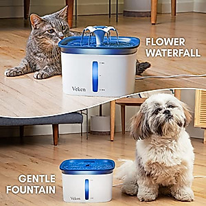 Veken 95oz/2.8L Pet Fountain, Automatic Cat Water Fountain Dog Water Dispenser with Smart Pump for Cats, Dogs, Multiple Pets (Blue, Plastic)