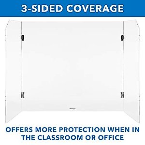 Mount-It! Acrylic Protective Sneeze Guard 27.6" x 19.7" x 25.6" | Foldable Clear Plexiglass Personal Protection Shield and Partition | Three Size Coverage