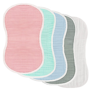 FYY Muslin Burp Cloths, 5 Pack Baby Washcloths 6 Layers Ultra Soft and Absorbent Burp Clothes for Baby Girls and Boys, Large Size Newborn Burping Cloths Rags Assorted Color