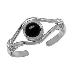 Silvershake Natural Black Onyx Stone 925 Sterling Silver Toe or Knuckle Ring