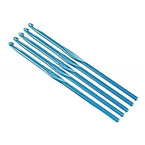 10 Pack - CleverDelights Size H (Size 8) Aluminum Crochet Hooks - 6" Length - 5mm Diameter - Knitting