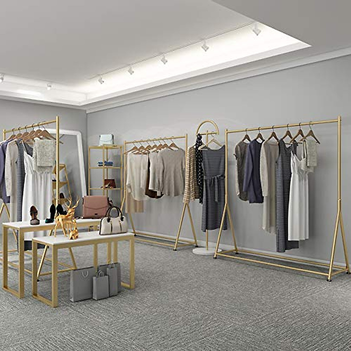 Iron Floorstanding Garment Rail,Simple Modern Clothes Rail,Fashion Durable/Golden / 150×170×40cm