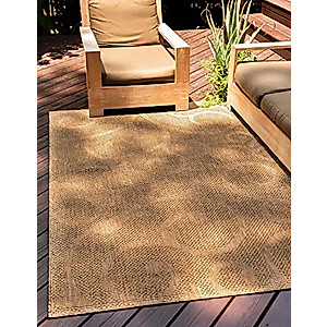 Unique Loom Outdoor Botanical Collection Area Rug - Vine (8' x 11' 4" Rectangle, Brown/ Beige)