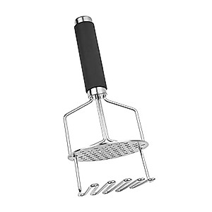 KUFUNG Potato Masher Stainless Steel, Potato Smasher Metal Wire Utensil for Best Mash for Bean, Avocado, Egg, Mini Mashed Potatoe, Banana & Other Food (2-Layers (Round holes 2), Silver)