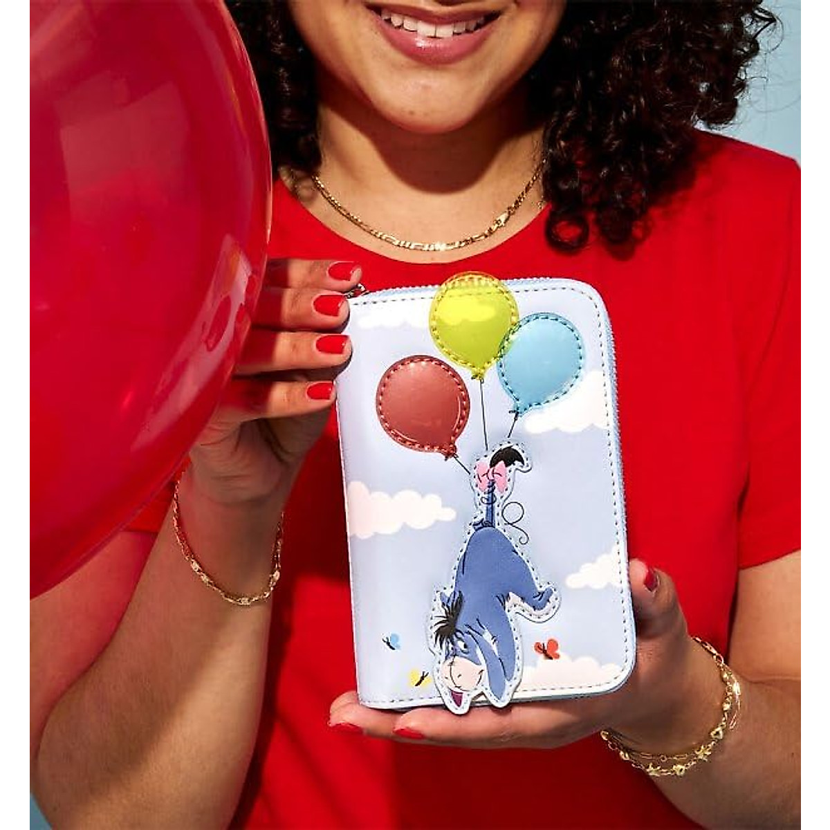 Loungefly Eeyore and Friends Winnie the Pooh Floating Balloons Disney Zip Around Wallet Standard