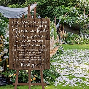 Unplugged Ceremony, Pick A Seat Not A Side, Wedding Sign, Wedding Ceremony Sign 16x20 inch