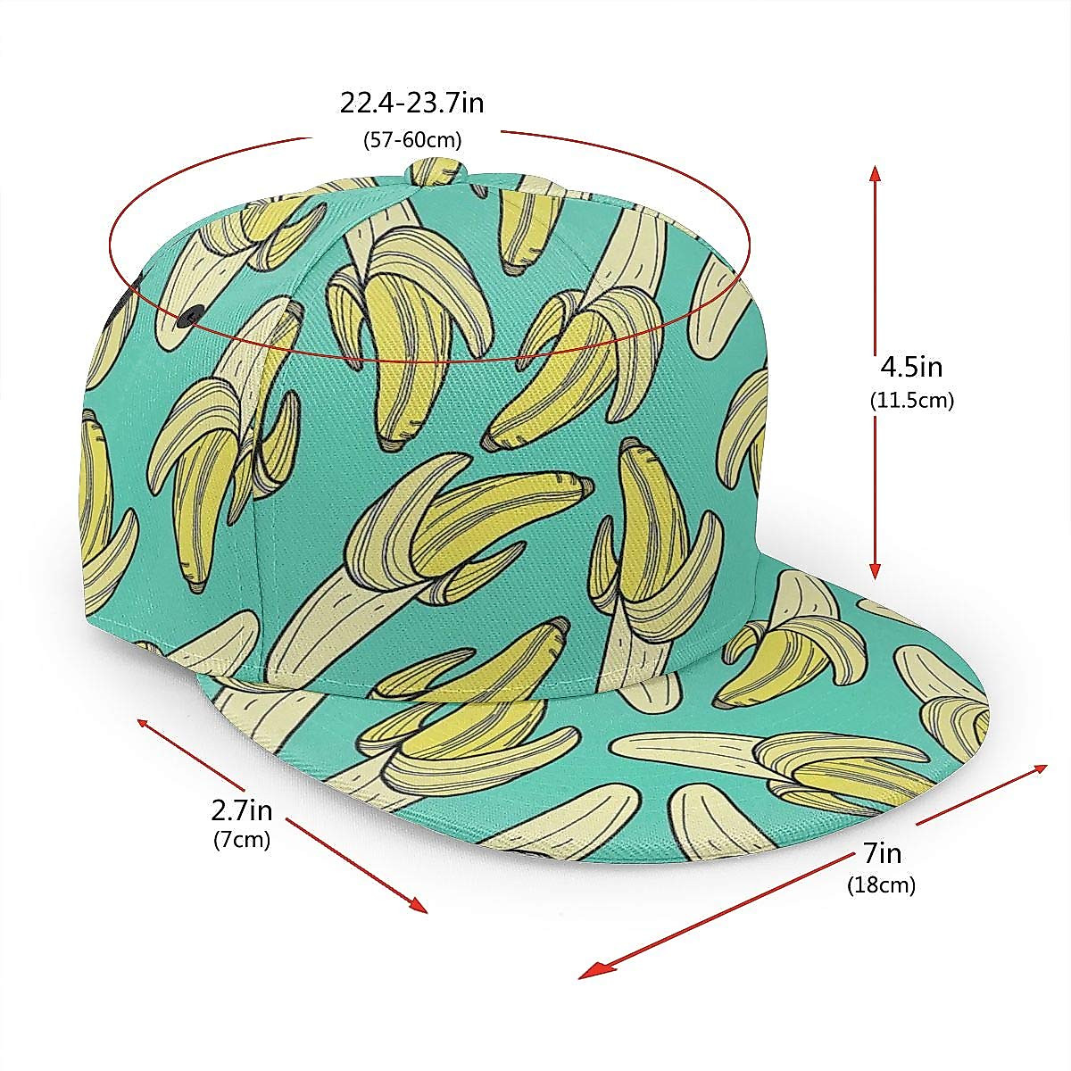 antkondnm Funny Banana Hat for Men/Women Flat Brim Baseball Cap Snapback Trucker Hat