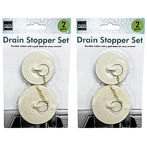 4 Pc Rubber Drain Stoppers Chain Bathtub Tub Sink Kitchen Small Large Fit Most