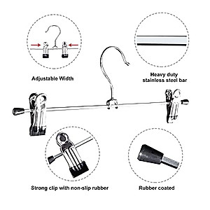 Pants Hangers with Clips 40 Pack Skirt Hanger Space Saving Metal Clip Hanger for Jeans Skirt Slack Hangers (40 PCS)