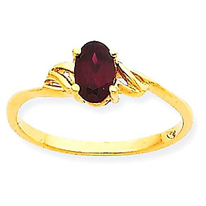 IceCarats 10K Yellow Gold Red Garnet Ring Gemstone Band January Birthstone Jewelry Size 7