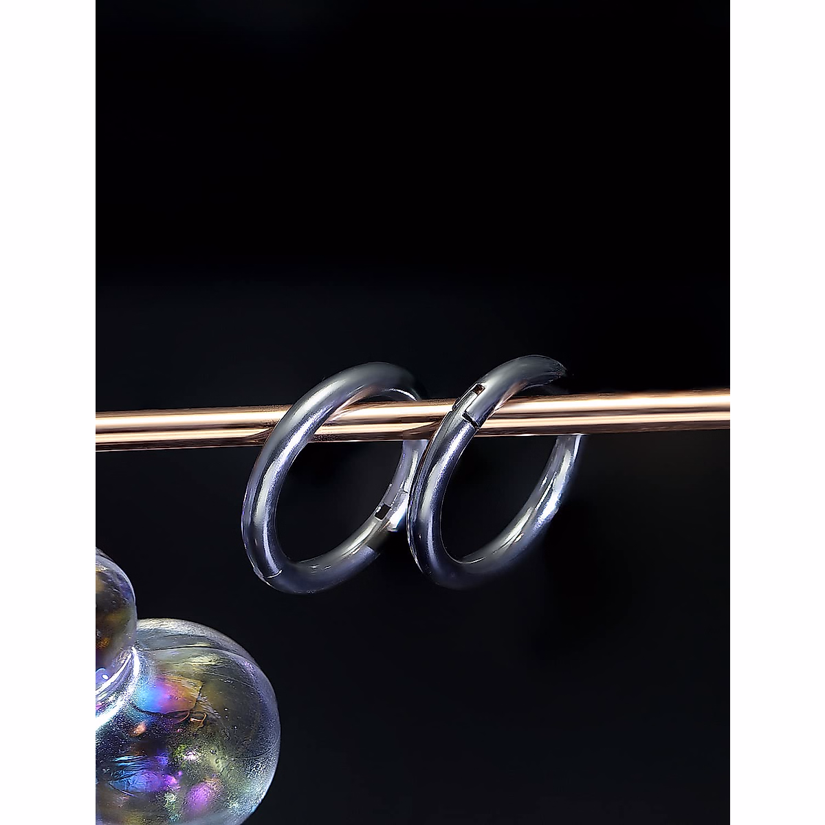 8G Earrings Hinged Segment Clicker PA Rings PA Rings Captive Bead Rings Septum Nose Rings Dangle Spring Action CBR Surgical Steel Monster Screwball Rings Body Piercing Rings for Women Men Silver