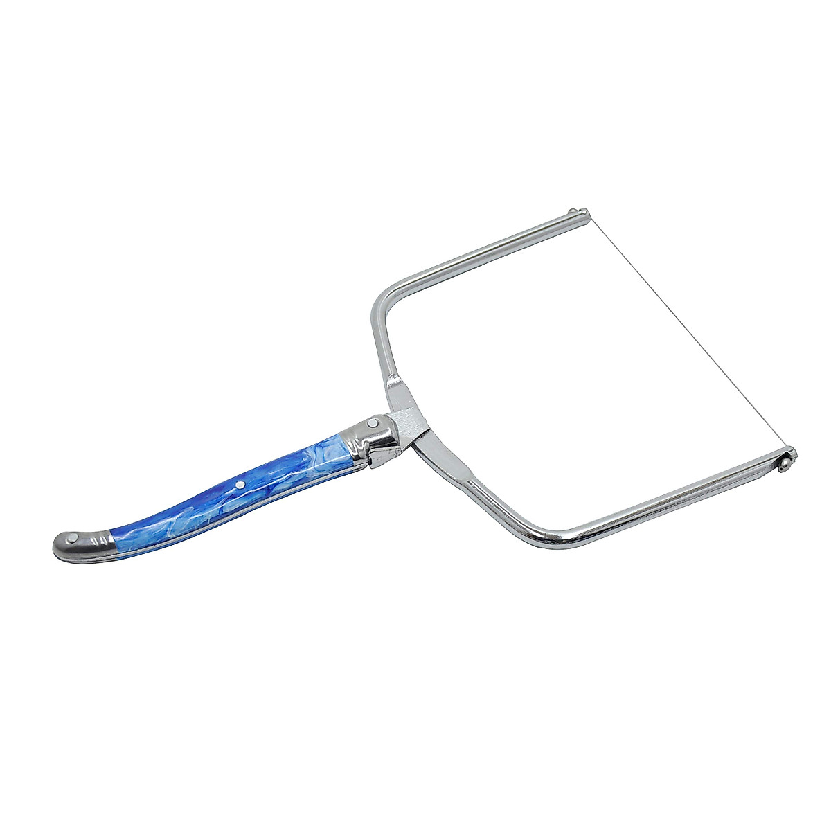 Laguiole Premium Sturdy Stainless Steel Cheese Slicer/Lyre For Hard & Soft Cheeses, Sapphire Blue Handle by Clermont Coutellerie