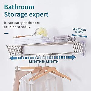 Retractable Bathroom Towel Rack with Towel Bars - Stainless Steel Wall Mounted Drying Rack - Space-Saving Huge Capacity Towel Holder