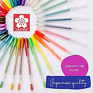 SAKURA Gelly Roll Metallic Gel Pens - Pens for Scrapbook, Journals, or Drawing - Colored Metallic Ink - Medium Line - 16 Pack
