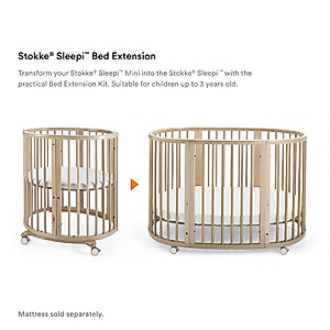 Stokke Sleepi Bed Extension, Natural - Convert Stokke Sleepi Mini Crib Into Stokke Sleepi Bed - Suitable for Children Up to 3 Years - Mattress Sold Separately - Extends Bed to 50 Inches